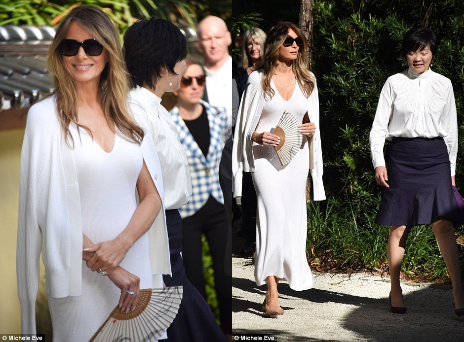 Bà Melania Trump thanh lịch trong bộ đồ trắng, đưa đệ nhất phu nhân ...