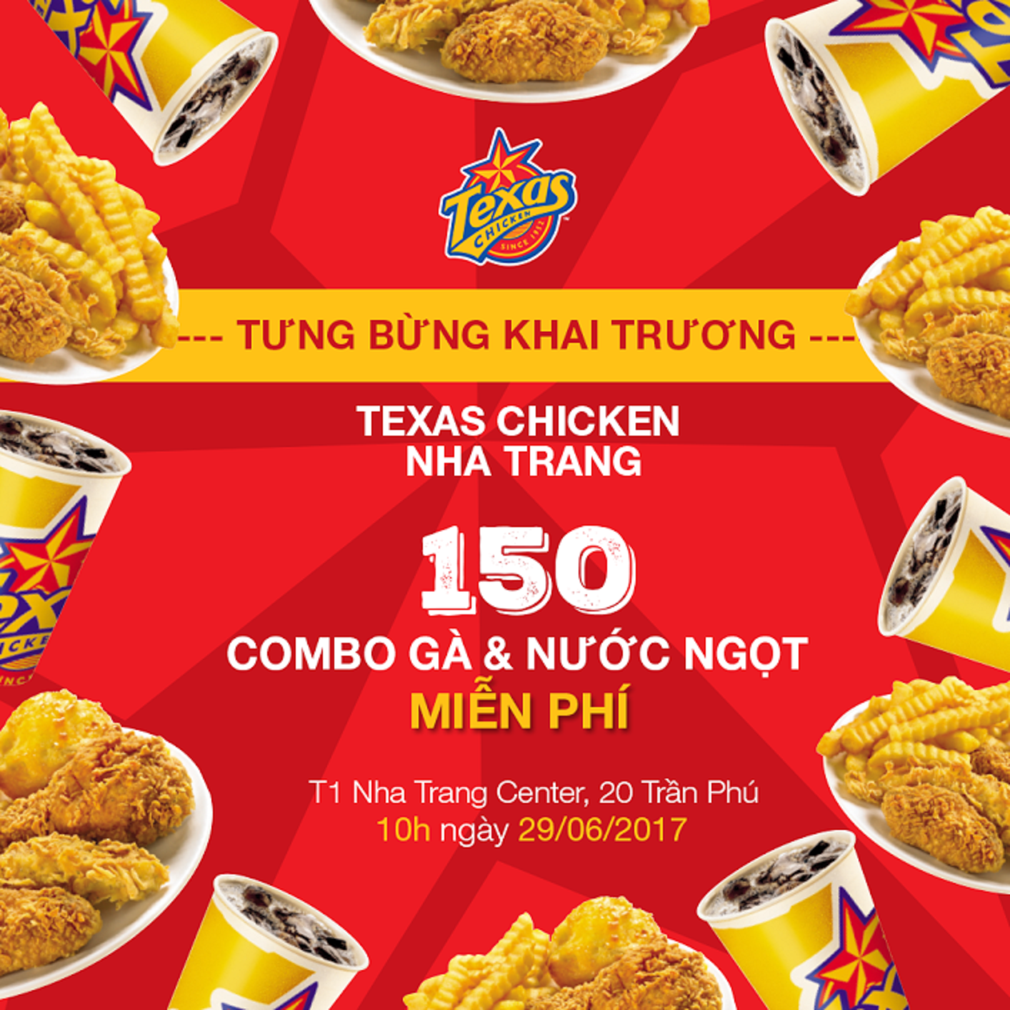 Texas Chicken tặng 150 combo gà rán nhân dịp khai trương chi nhánh Nha ...