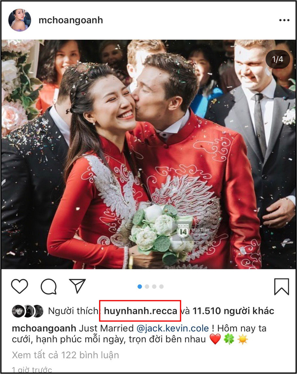 Huỳnh Anh âm thầm like ảnh MC Hoàng Oanh và chồng Tây dù đã huỷ theo ...