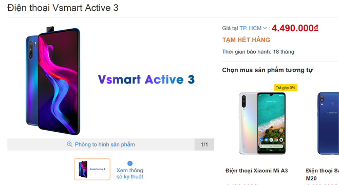 Lộ diện thông tin Vsmart Active 3: Chip MediaTek, camera thò thụt, giá ...