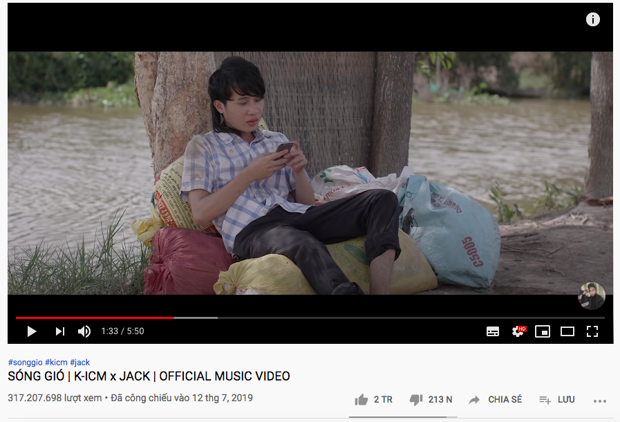 "Là 1 Thằng Con Trai" của Jack cán mốc 3 triệu like trên Youtube