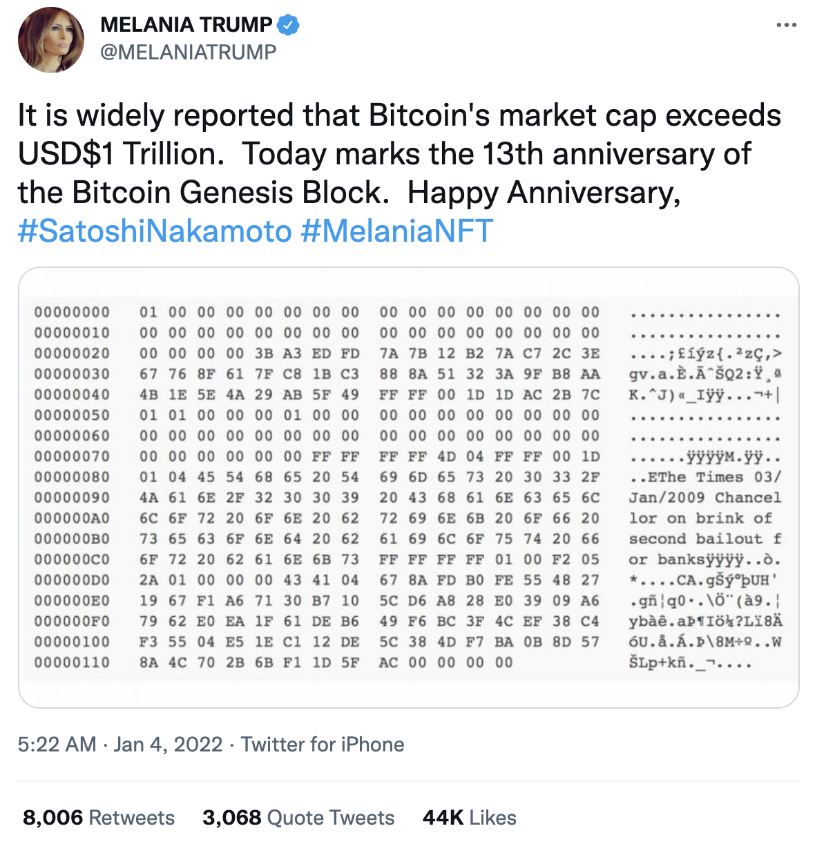 Đăng tweet mừng kỷ niệm Bitcoin, phu nhân cựu Tổng thống Trump khiến ...