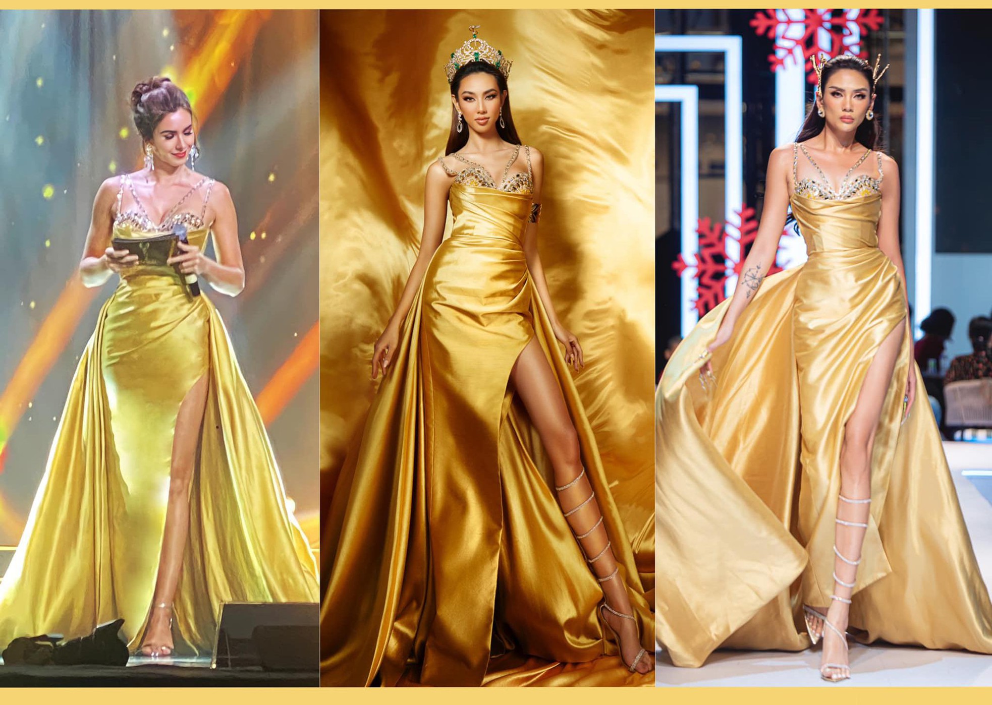 Mặc lại váy của Hoa hậu Thùy Tiên, Miss Universe 2005 Natalie Glebova ...