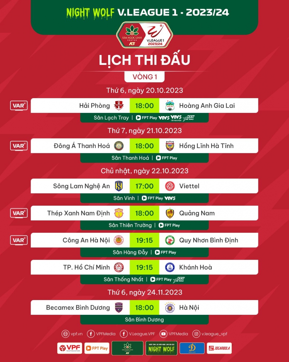 Trận cầu đinh của vòng 1 V.League 2023/2024 bị đổi lịch