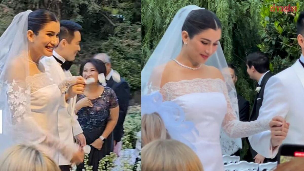 Hôn lễ Poo Praya: Cô dâu lau son giúp chú rể hơn 12 tuổi sau nụ hôn, bà hoàng Tbiz Chompoo Araya ...