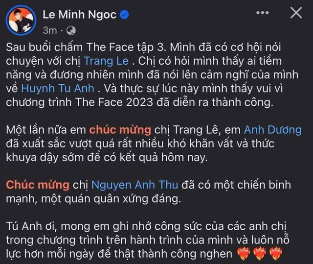 Xôn xao tin stylist Lê Minh Ngọc làm lộ kết quả Chung kết The Face Vietnam 2023, chuyện gì đây?