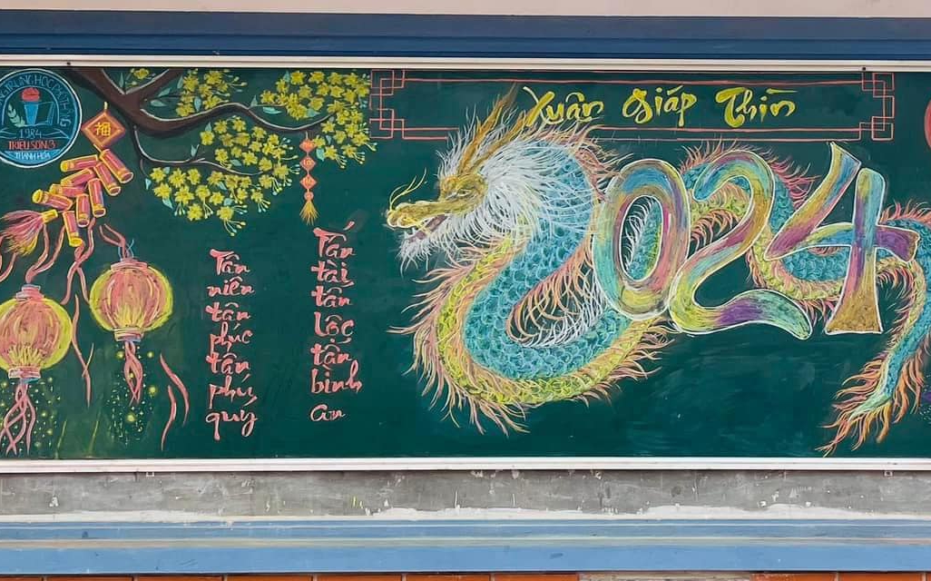TRANG TRÍ BẢNG TẾT, tin tức Mới nhất Đại hội khoe bảng vẽ Rồng bỗng ...