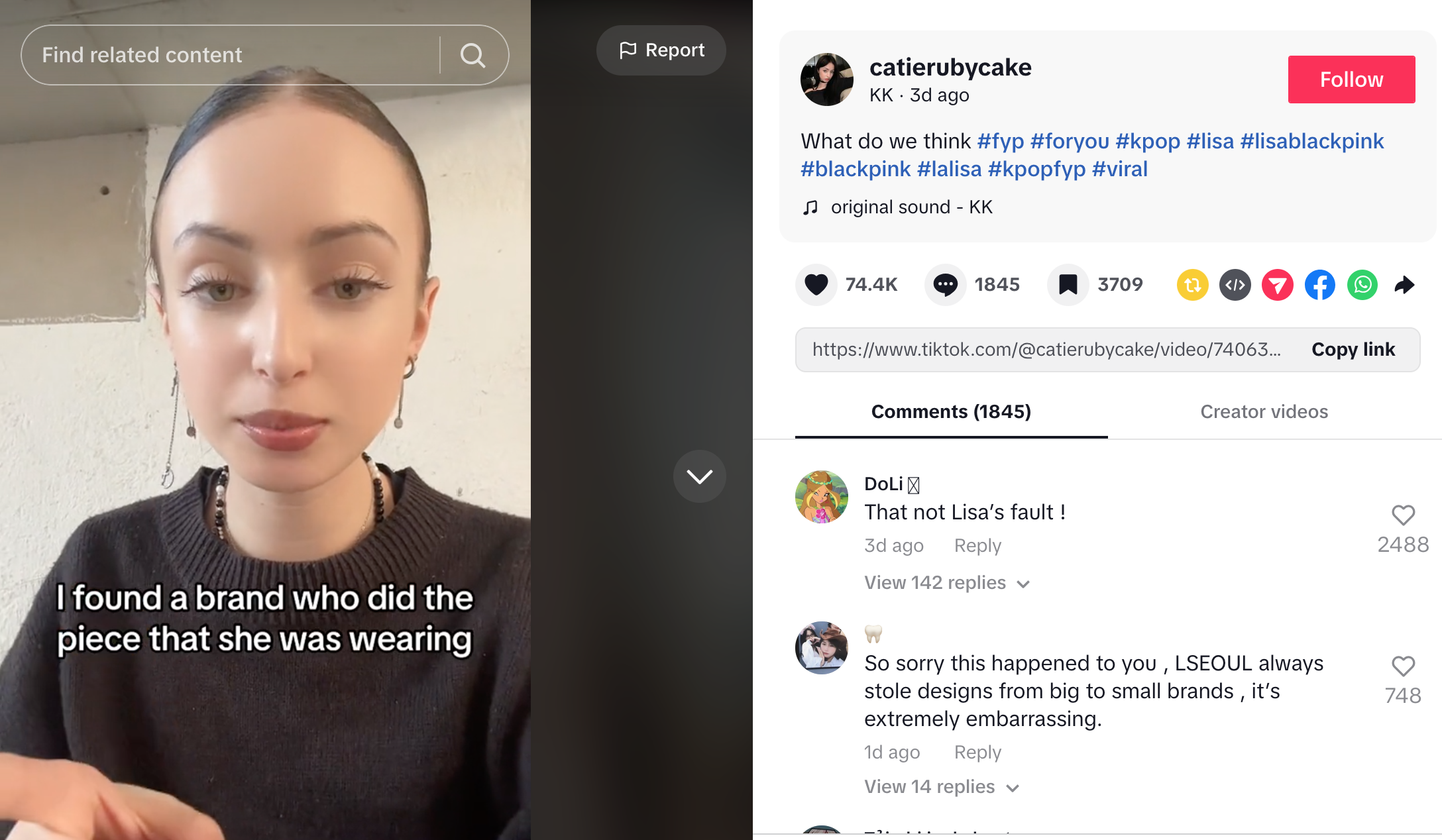 NTK nước ngoài tố mẫu áo Lisa đạo nhái, LSEOUL giải thích ra sao?