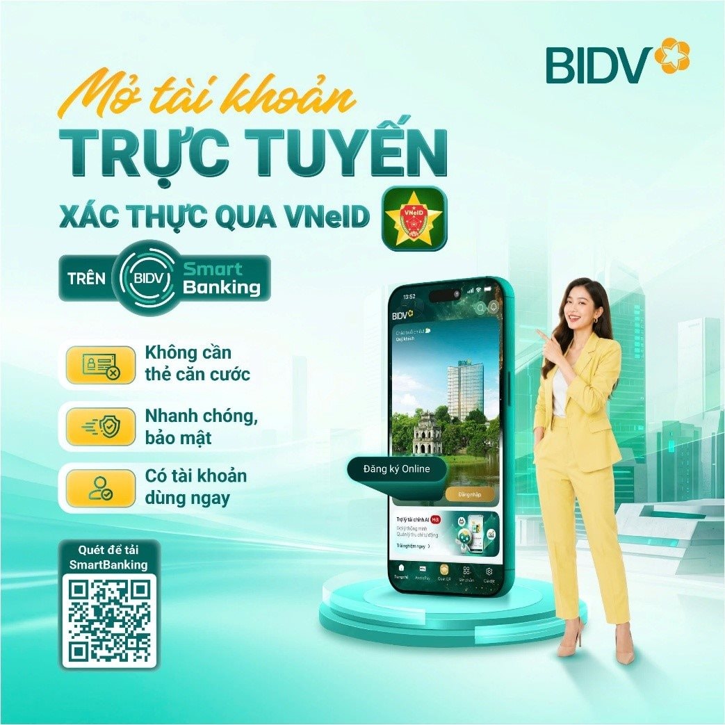 Mở tài khoản ngân hàng BIDV trực tuyến, xác thực qua VNeID ngay trên ...