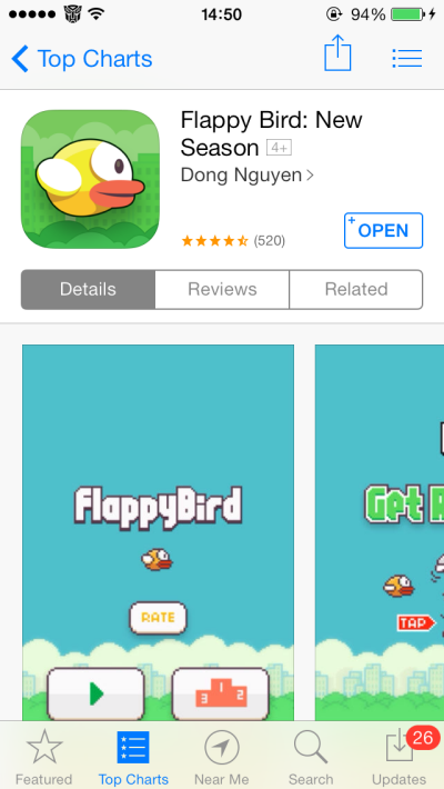 FLAPPY BIRD "nhái như thật" xuất hiện trên App Store