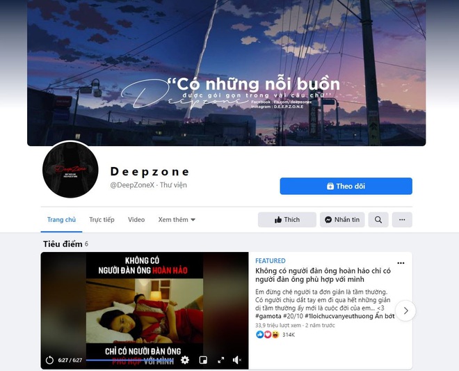 Ghé fanpage Deep Zone để được đắm chìm vào những nỗi buồn thật đẹp